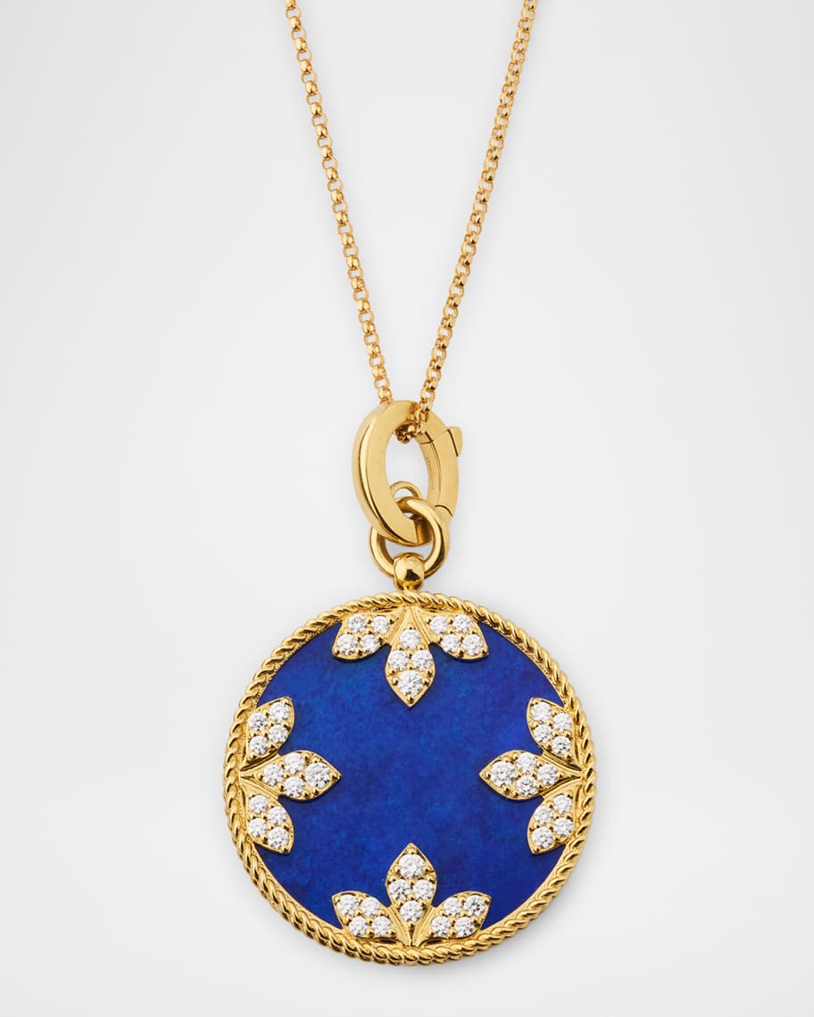 Roberto Coin 18K Yellow Gold Diamond and Lapis Pendant Necklace ...