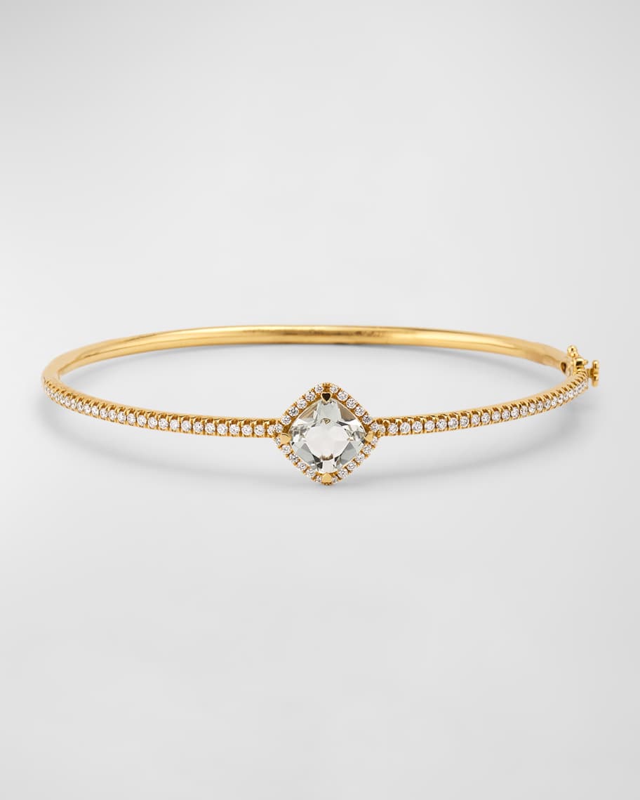 Lisa Nik Rocks 18K Yellow Gold Petite Cushion Cut Green Quartz and ...