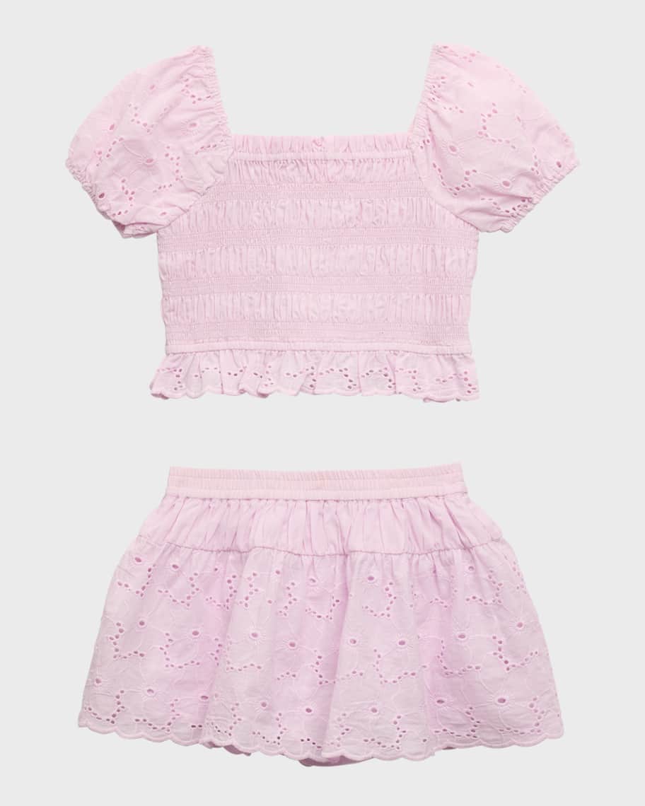Design History Girl's Two-Piece Eyelet Set, Size 4-6X | Neiman Marcus