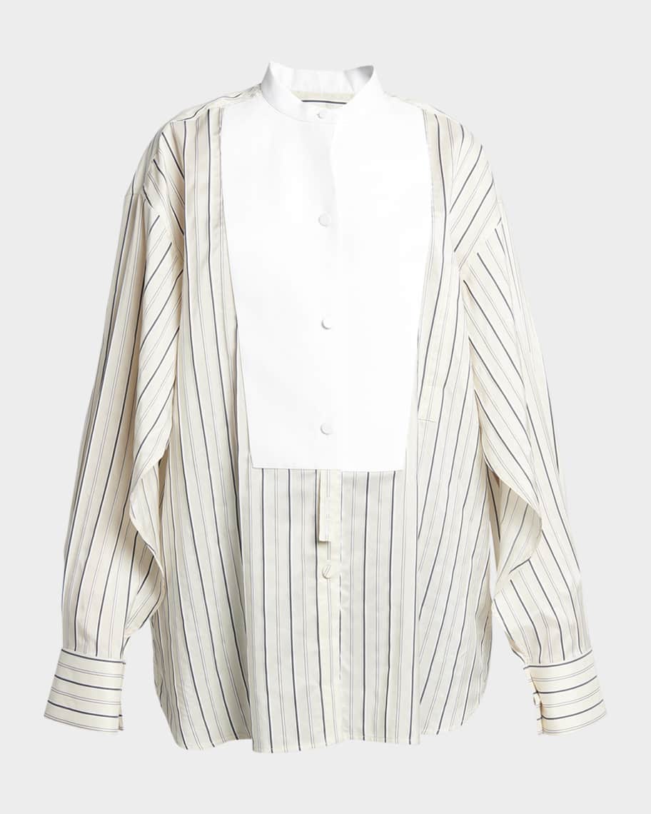 Stella McCartney Plastron Button-Front Cotton Shirt | Neiman Marcus