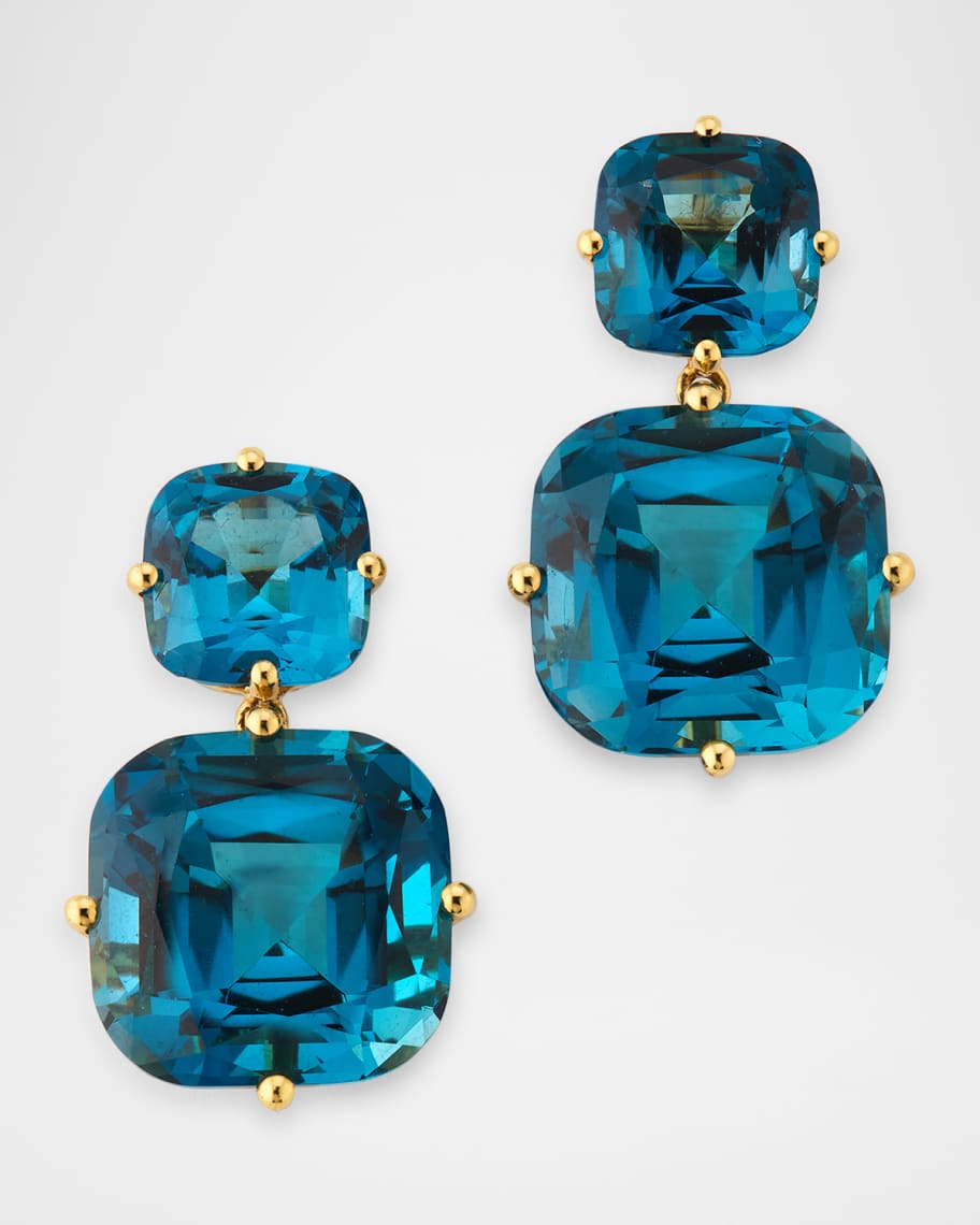 Goshwara Gossip 18K Yellow Gold London Blue Topaz 2 Tier Cushion Cut ...