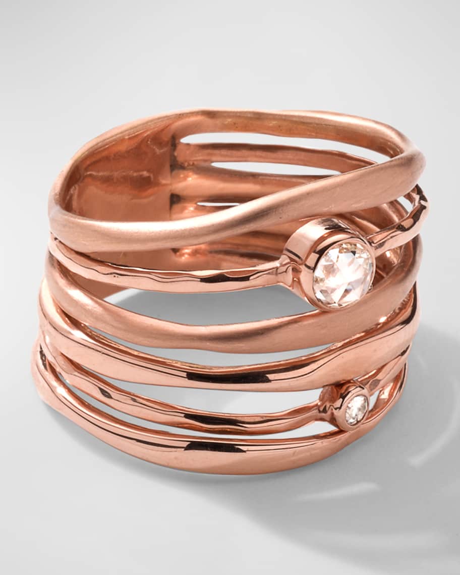 Ippolita Classico Squiggle Rose Gold Diamond Stack Ring, Size 7 ...