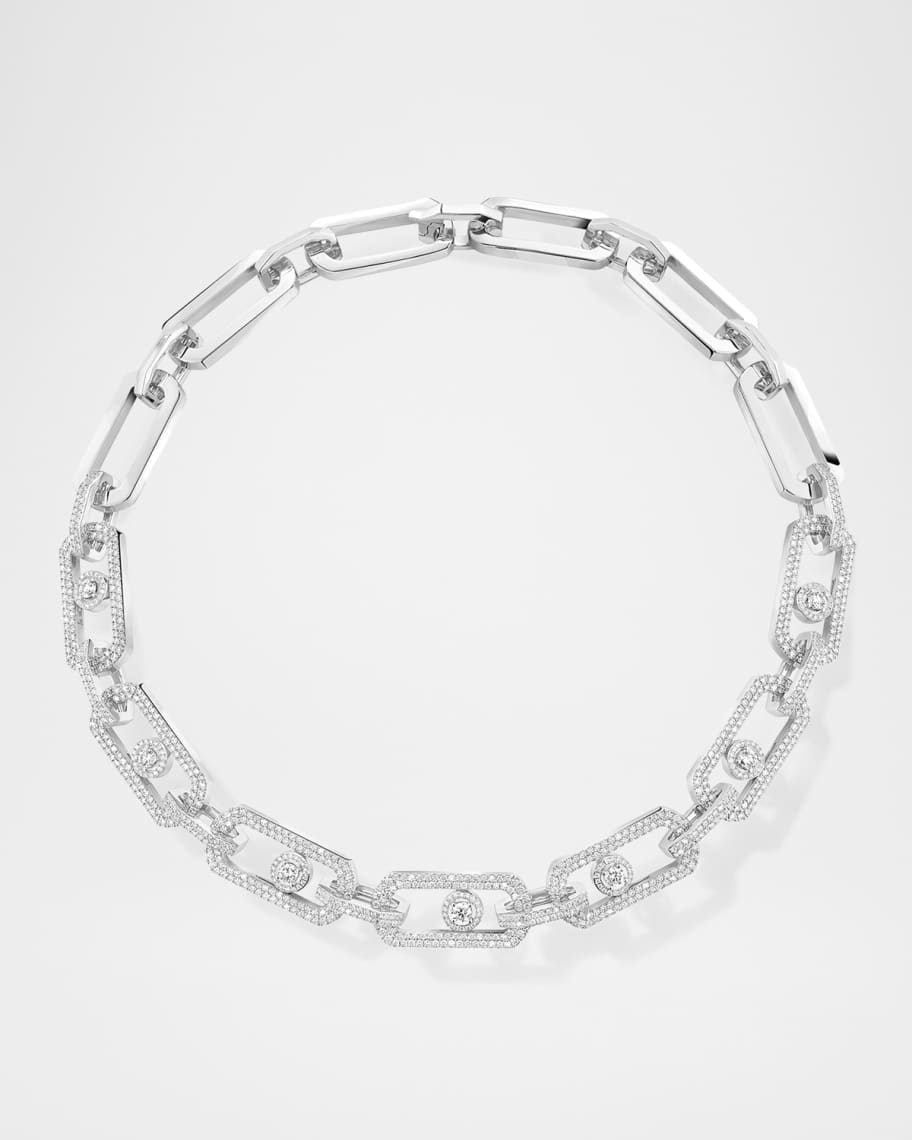Messika SO MOVE XL 18K WHITE GOLD PAVE DIAMOND NECKLACE | Neiman Marcus