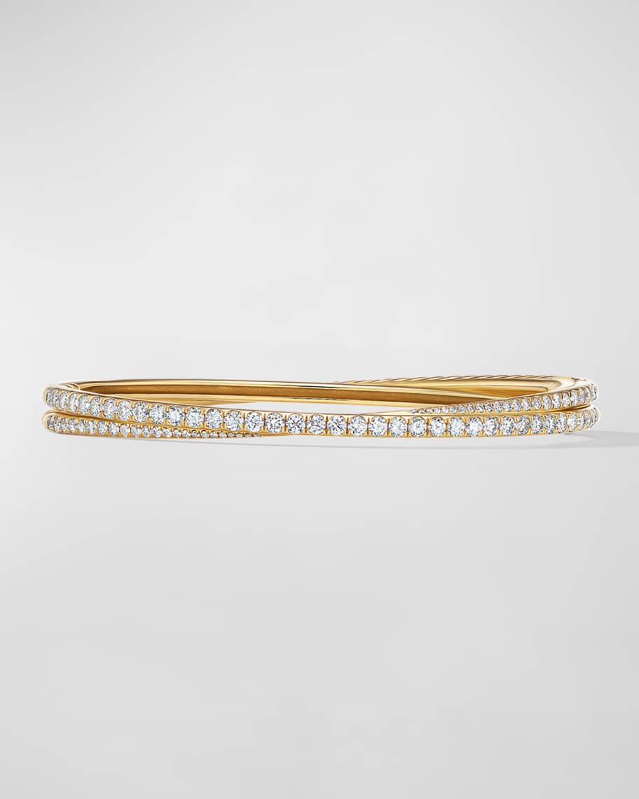 David Yurman 2-Row Pave Crossover Bracelet with Diamonds in 18K Gold, 5 ...