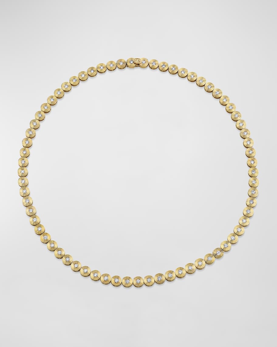 Sydney Evan 14K Gold Fluted Diamond Eternity Necklace | Neiman Marcus