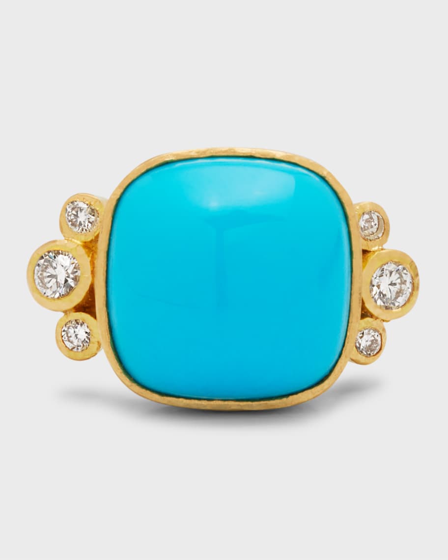 Elizabeth Locke 19k Square Cushion Sleeping Beauty Turquoise Ring, Size ...