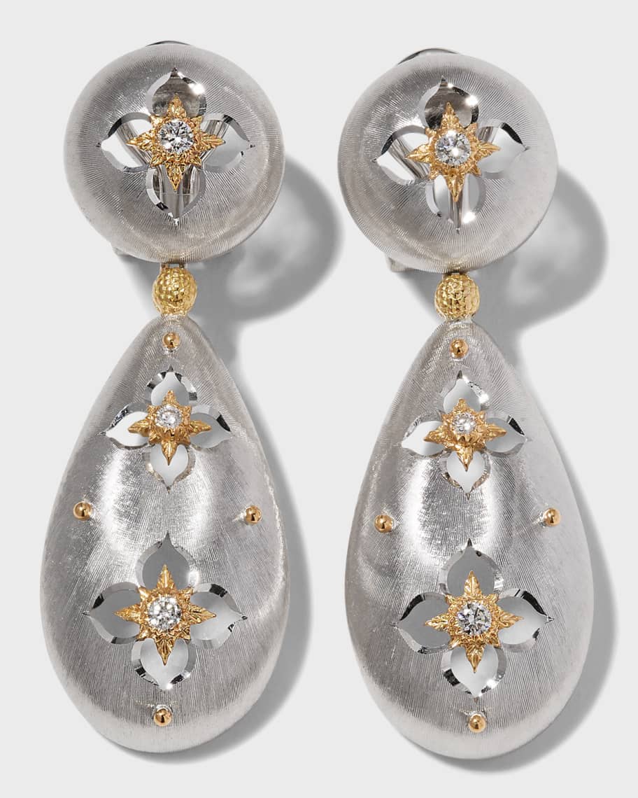 Buccellati Macri Giglio 18k Gold Teardrop Diamond Earrings | Neiman Marcus