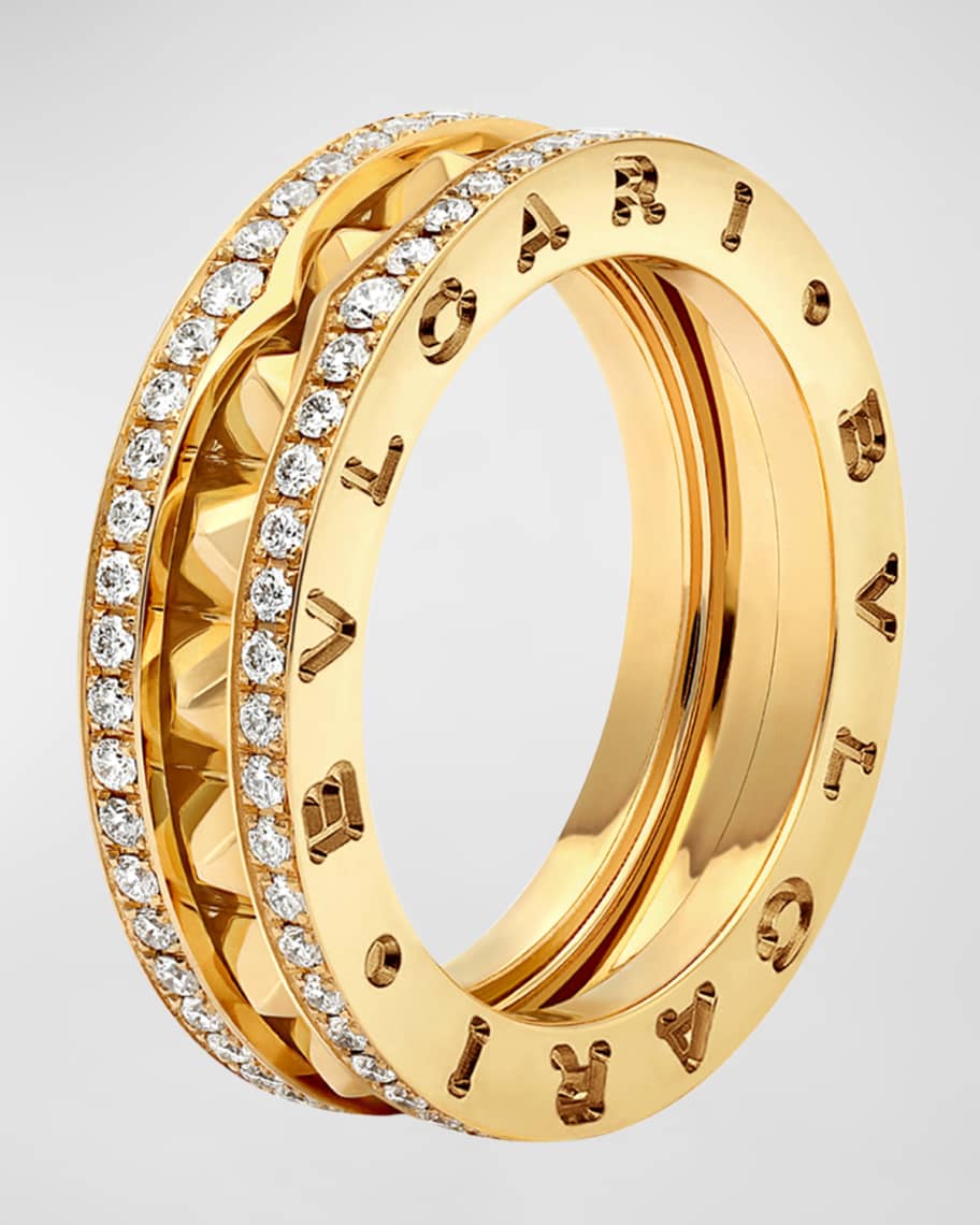 BVLGARI B.Zero1 18K Yellow Gold Diamond Edge Ring | Neiman Marcus