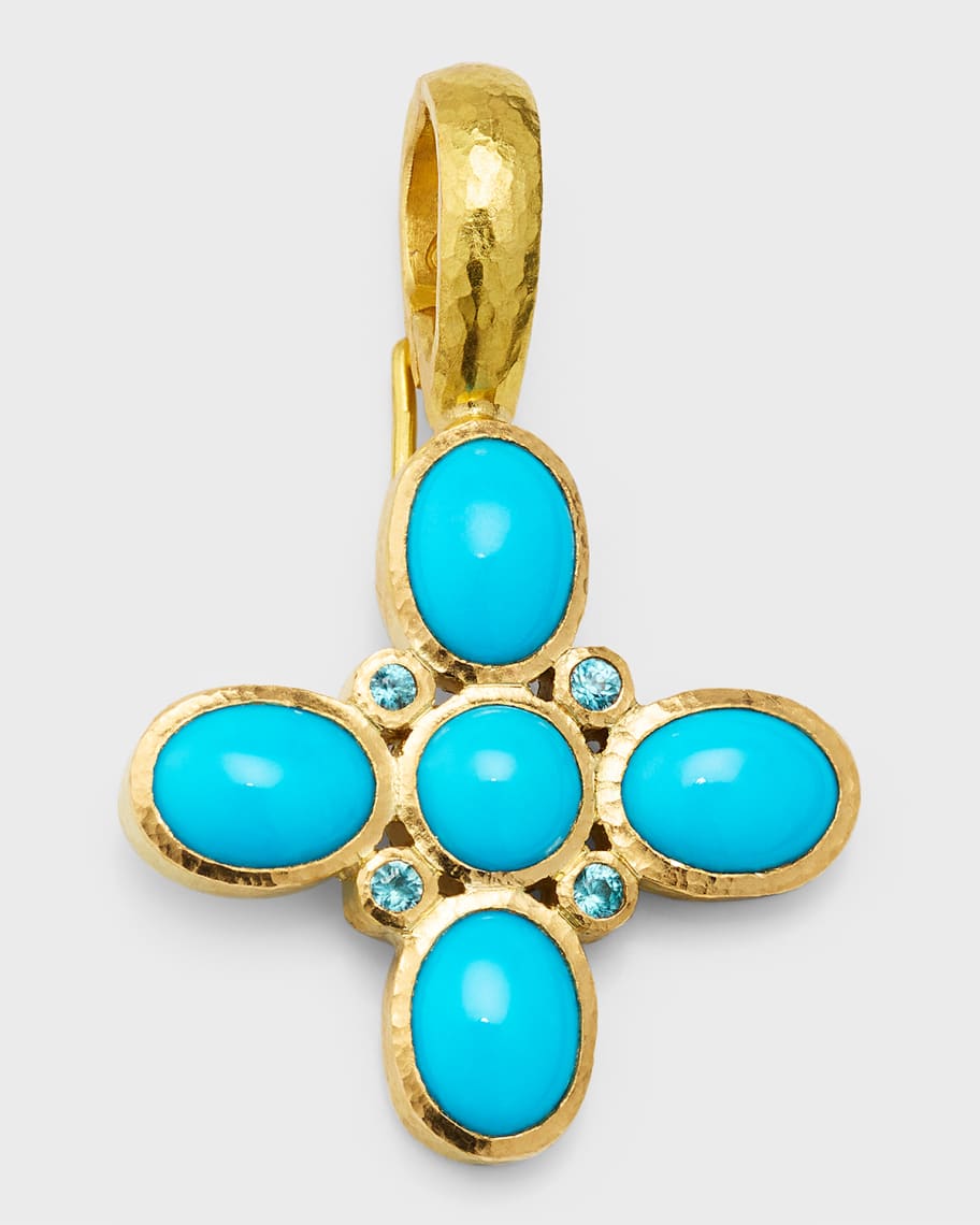 Elizabeth Locke 19K Sleeping Beauty Turquoise Clover Pendant with Blue ...