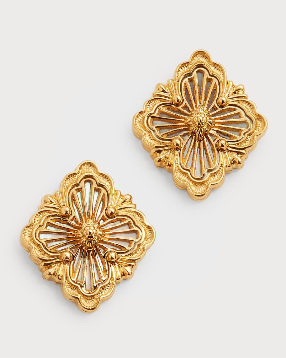 Buccellati Opera Tulle 18K Gold Mother-of-Pearl Earrings | Neiman Marcus