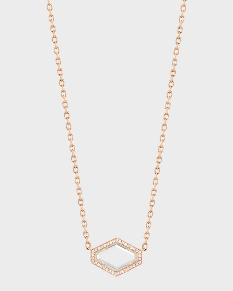 Walters Faith Bell Rose Gold Rock Crystal Hexagonal East-West Necklace ...