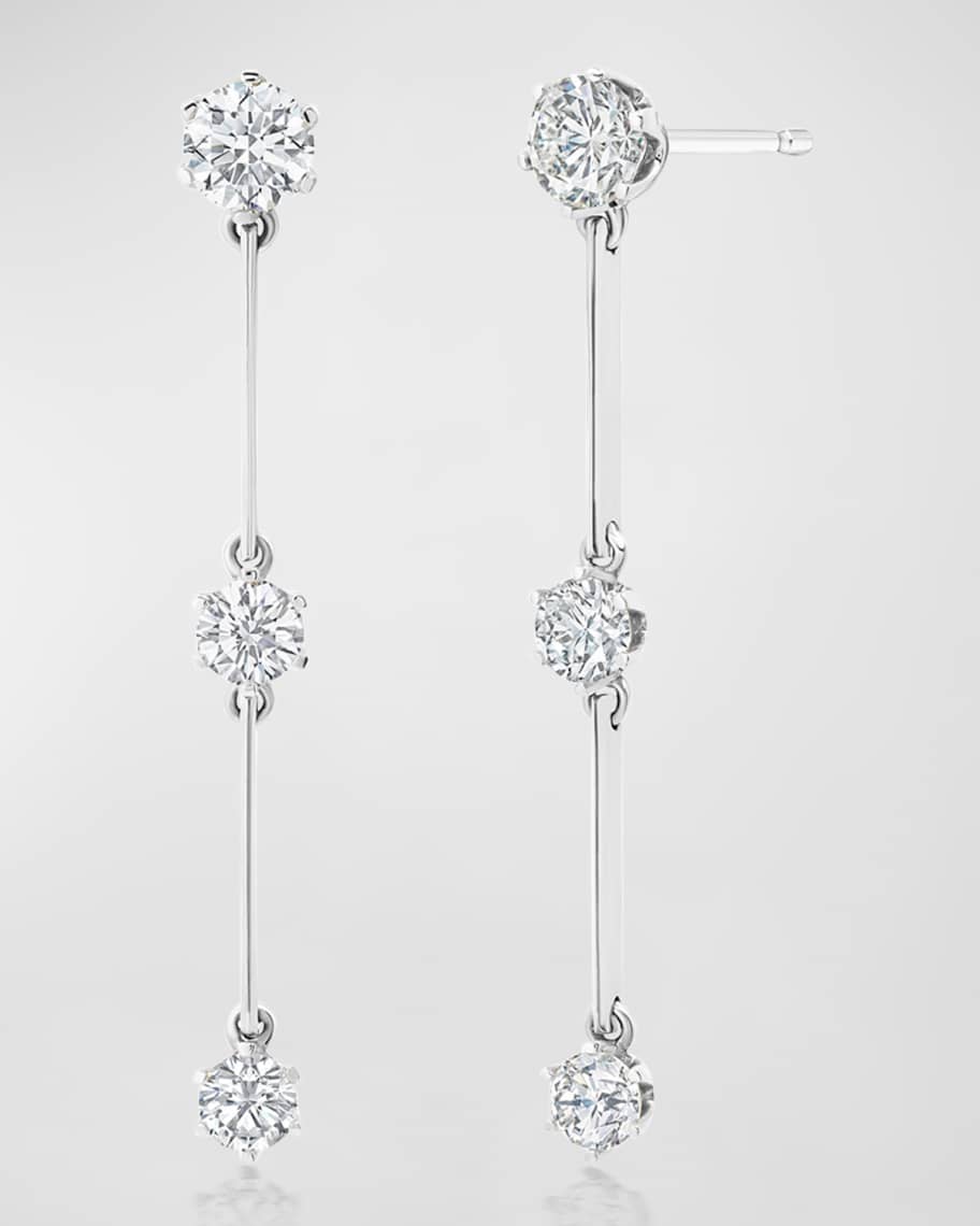 Graziela Gems 18k White Gold Floating Diamond Triple Drop Earrings ...