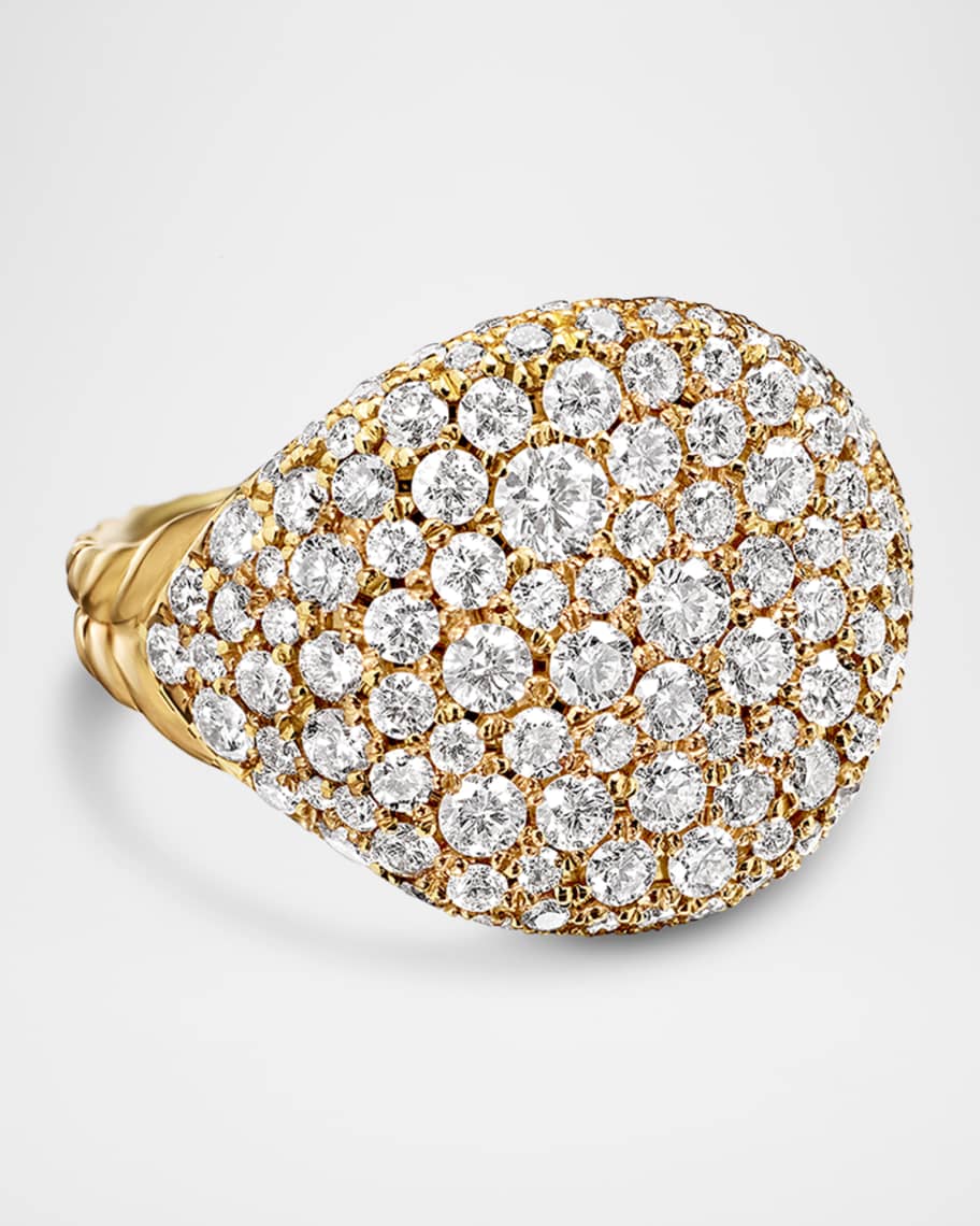 David Yurman Chevron Pinky Ring with Diamonds in 18K Gold, 13mm ...