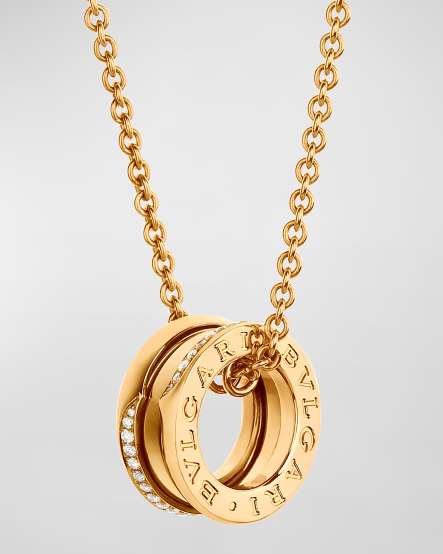 BVLGARI B.Zero1 Yellow Gold Wave Diamond Pendant Necklace | Neiman Marcus