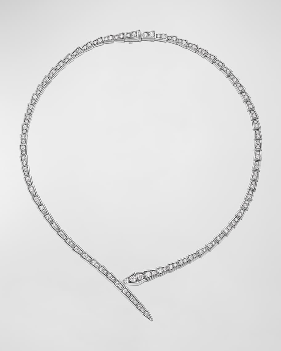 BVLGARI Serpenti Viper 18K White Gold Pavé Diamond Necklace, Size ...