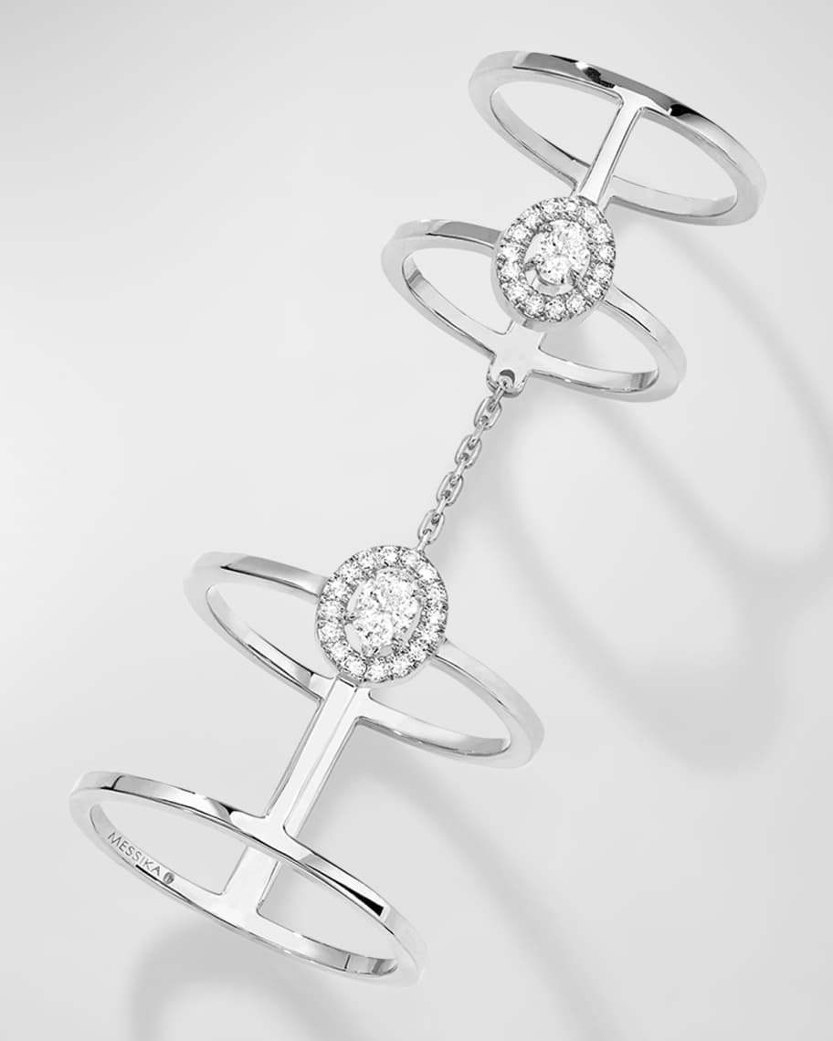 Messika Glam'Azone 18K White Gold Diamond Double Ring | Neiman Marcus