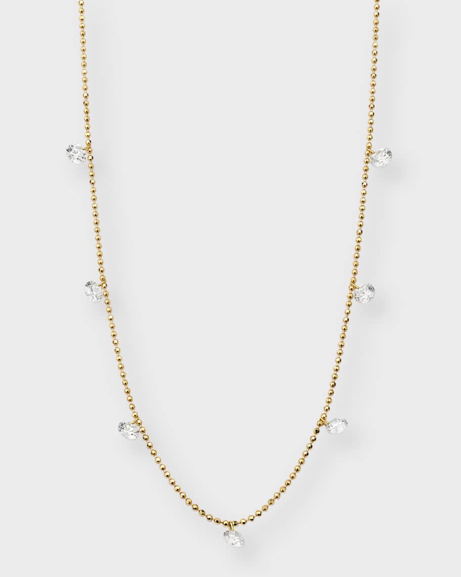 Graziela Gems 18K Yellow Gold Five-Station Floating Diamond Necklace ...