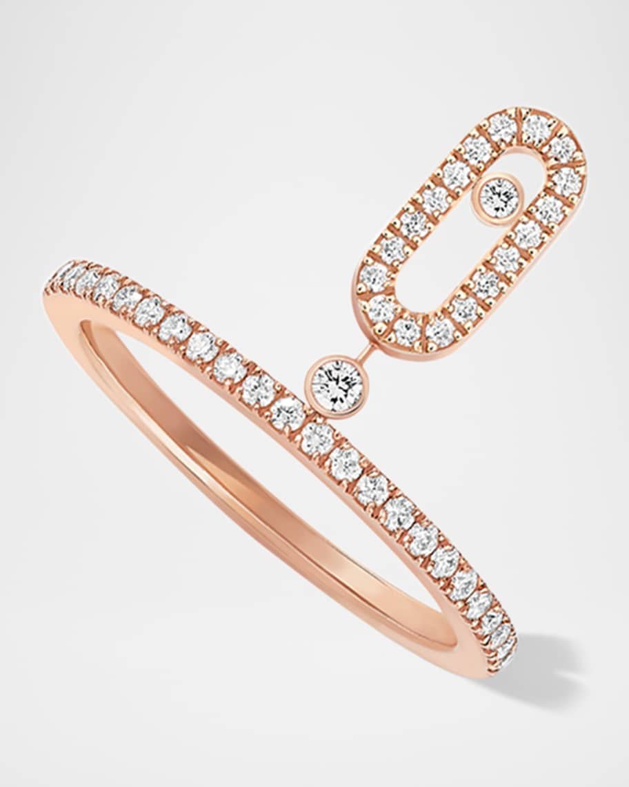 Messika MOVE UNO 18K PINK GOLD PAVE DROP DIAMOND RING | Neiman Marcus