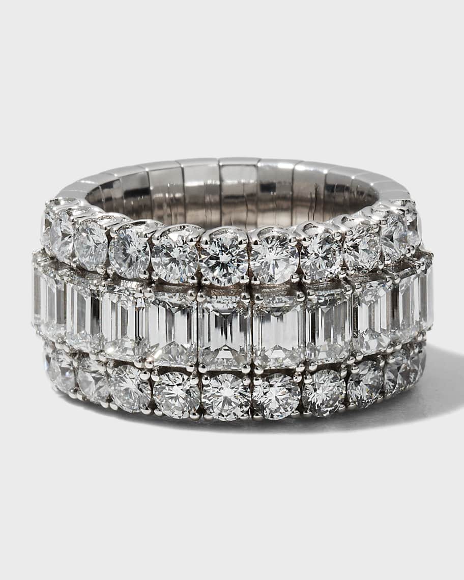 Picchiotti White Gold Xpandable Emerald-Cut and Round Diamond Half-Way ...