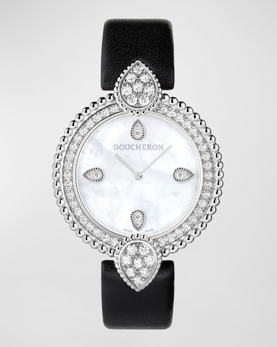Boucheron Serpent Boheme 18K White Gold Diamond Bezel Watch | Neiman Marcus
