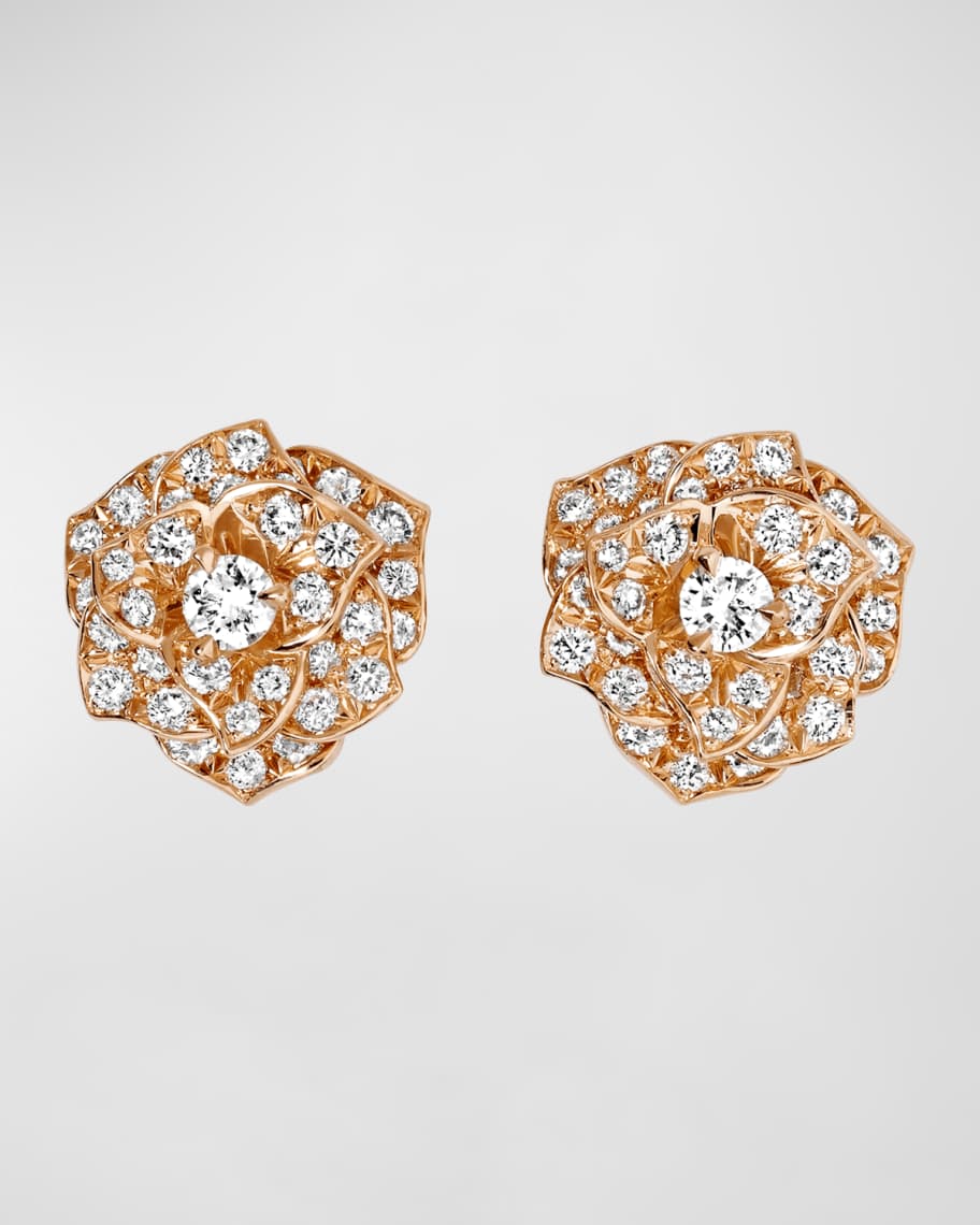 PIAGET Rose 18K Rose Gold Diamond Earrings | Neiman Marcus