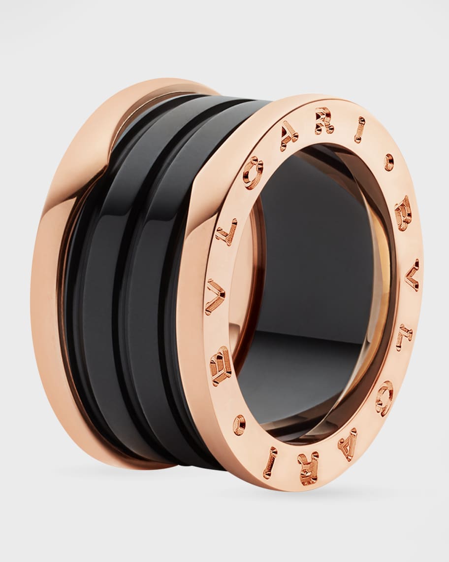 BVLGARI B.Zero1 18K Rose Gold Black Ceramic Ring | Neiman Marcus