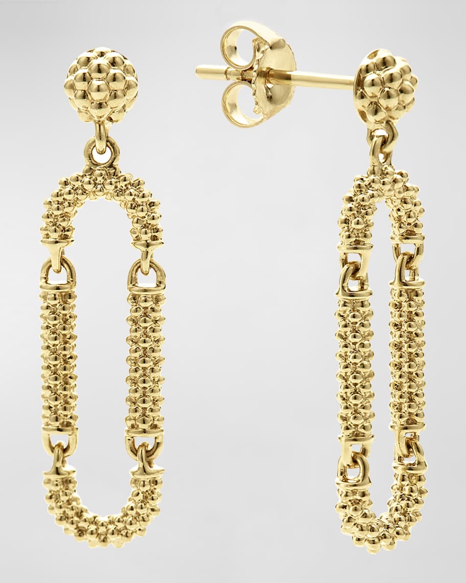 LAGOS 18K Gold Superfine Caviar Beaded Oval Drop Earrings | Neiman Marcus