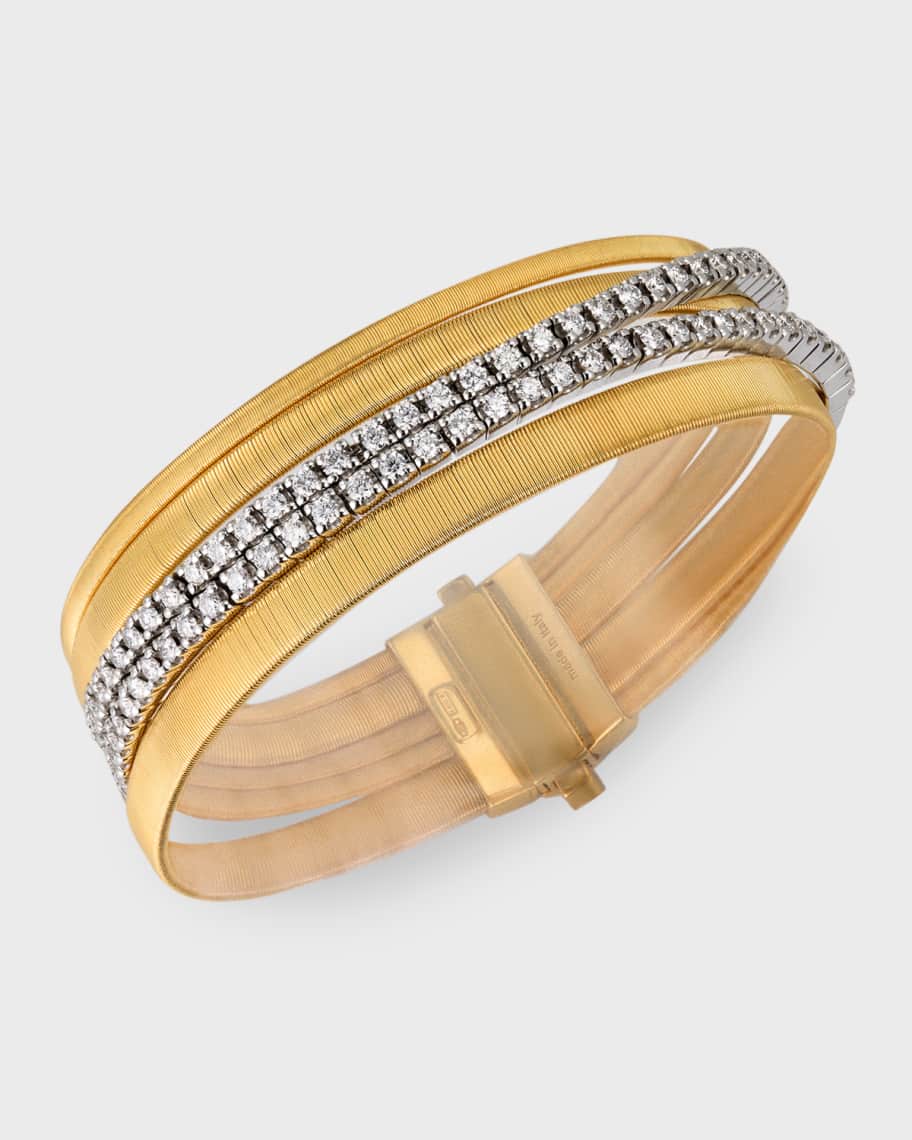 Marco Bicego Masai Five-Strand Crossover Bracelet with Diamonds ...