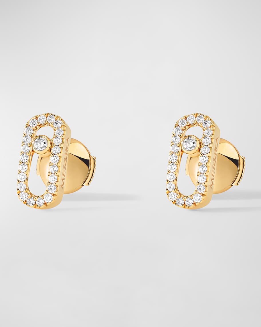 Messika Move Uno 18k Yellow Gold Gold Pav Stud Earrings | Neiman Marcus