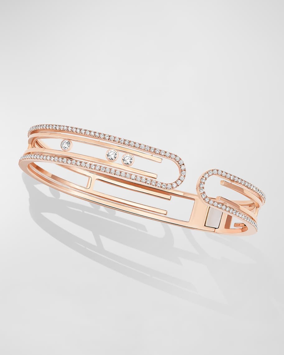 Messika MOVE 10TH 18K PINK GOLD DIAMOND BANGLE BRACELET | Neiman Marcus