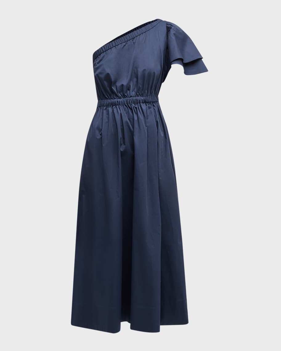 Cynthia Rowley One-Shoulder Cotton Midi Dress | Neiman Marcus