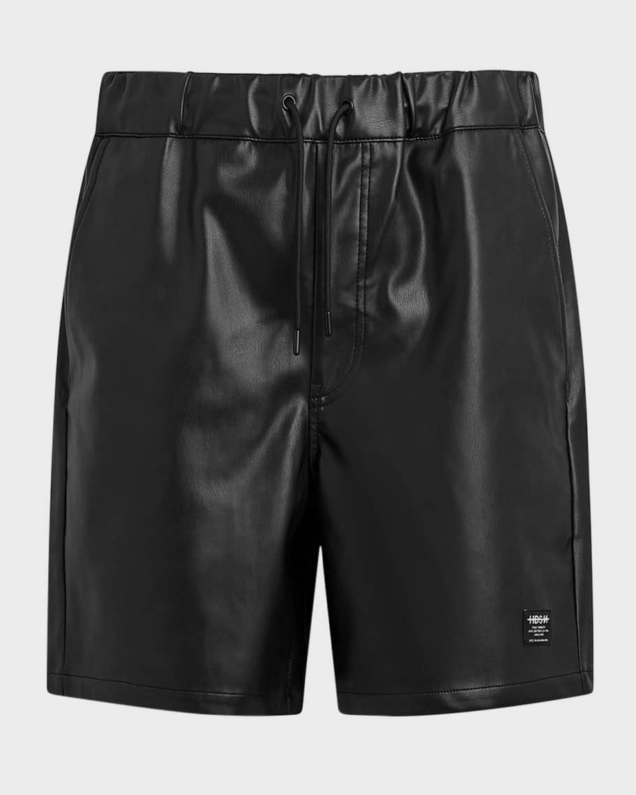 Hudson Men's Vegan Leather Drawstring Shorts | Neiman Marcus