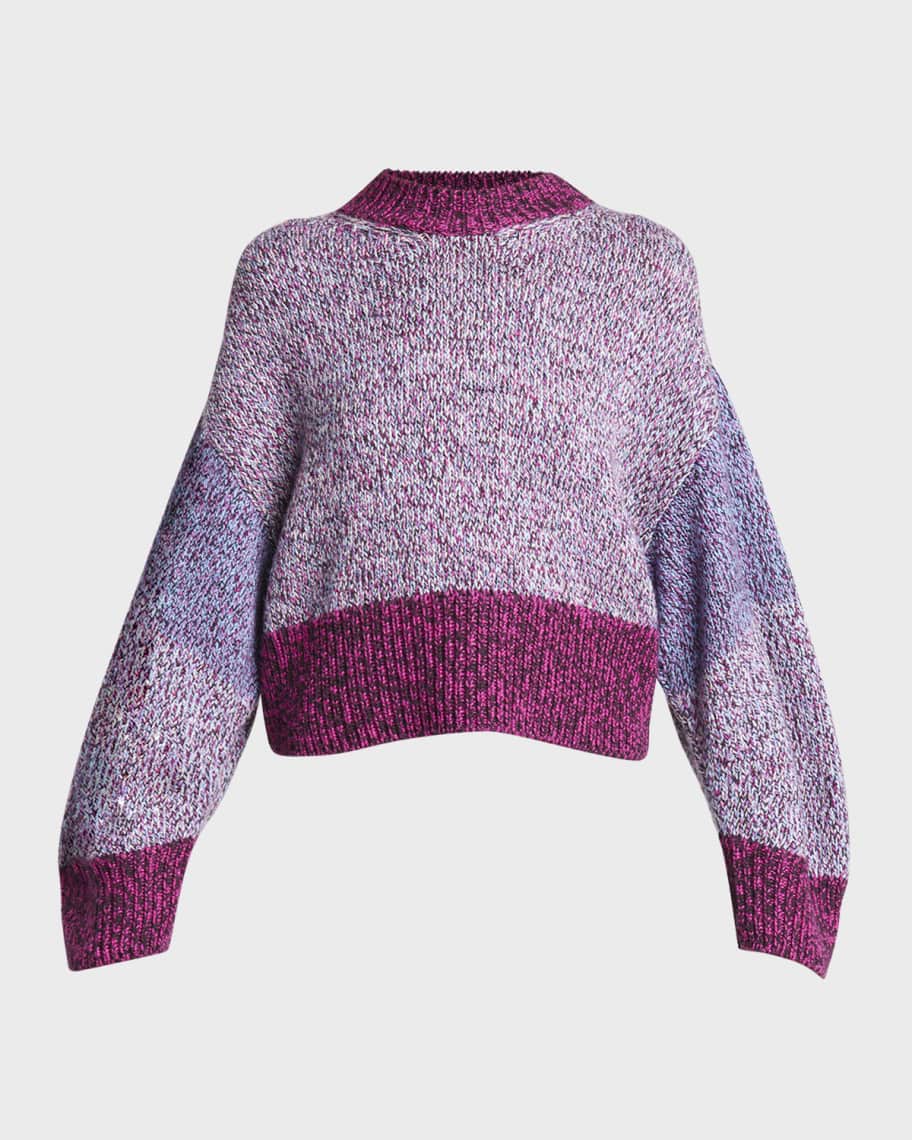 Loewe Colorblock Crewneck Crop Sweater | Neiman Marcus
