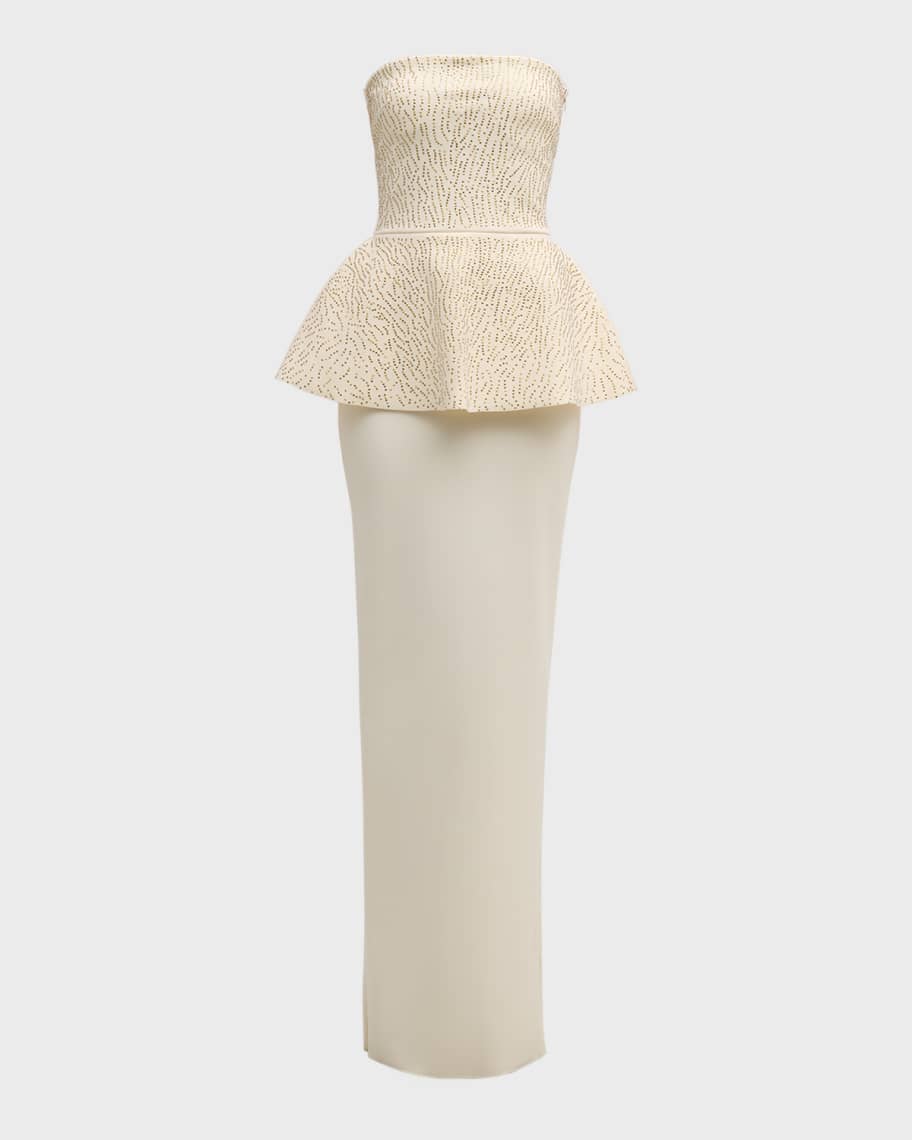 Chiara Boni La Petite Robe Studded Strapless Peplum Column Gown ...