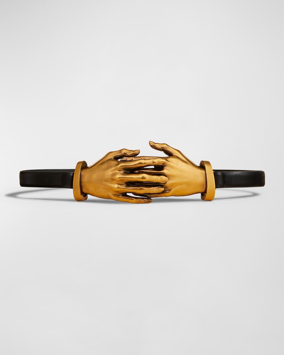 Khaite Antique Gold Hand Leather Belt | Neiman Marcus