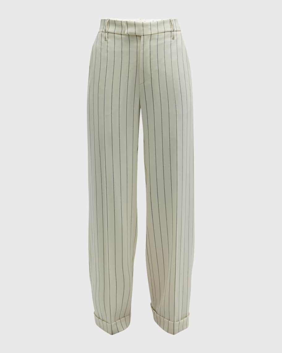 Brunello Cucinelli Pinstripe Panama Wool Straight-Leg Trousers | Neiman ...