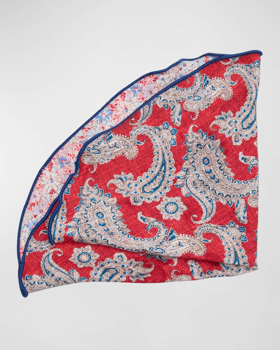 Edward Armah Men's Paisley-Floral Silk Pocket Circle | Neiman Marcus