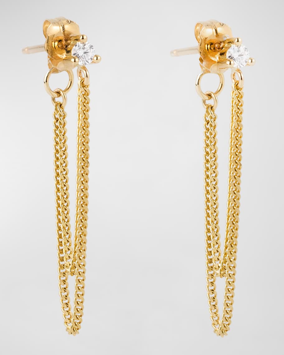 POPPY FINCH Double-Chain Wrap Around Diamond Earrings | Neiman Marcus