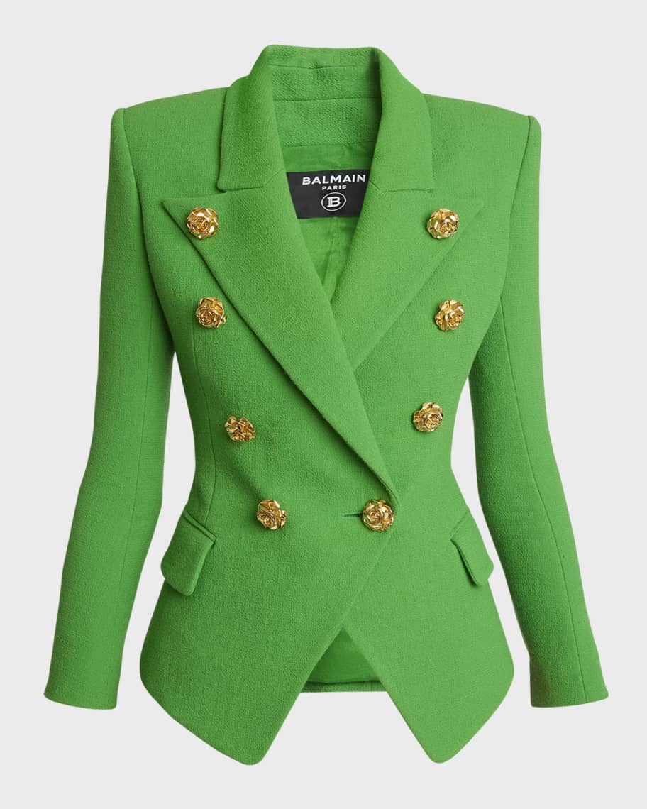 Balmain Rose 8-Button Double-Breasted Crepe Jacket | Neiman Marcus