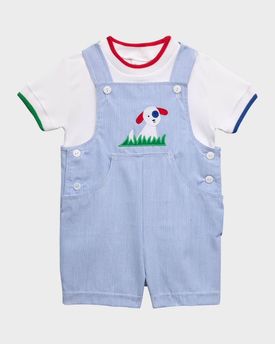 Florence Eiseman Boy's Cord Dog Shortall and T-Shirt Set, Size 6M-24M ...