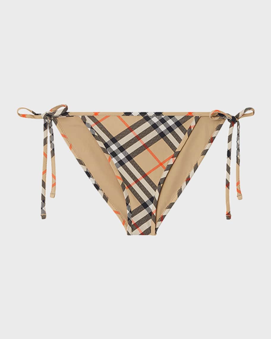 Burberry Signature Check Tie Bikini Bottoms | Neiman Marcus