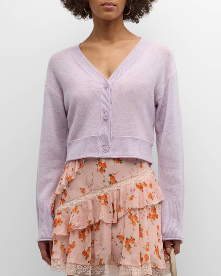 LoveShackFancy Lawrence Shrunken Cashmere V-Neck Cardigan | Neiman Marcus