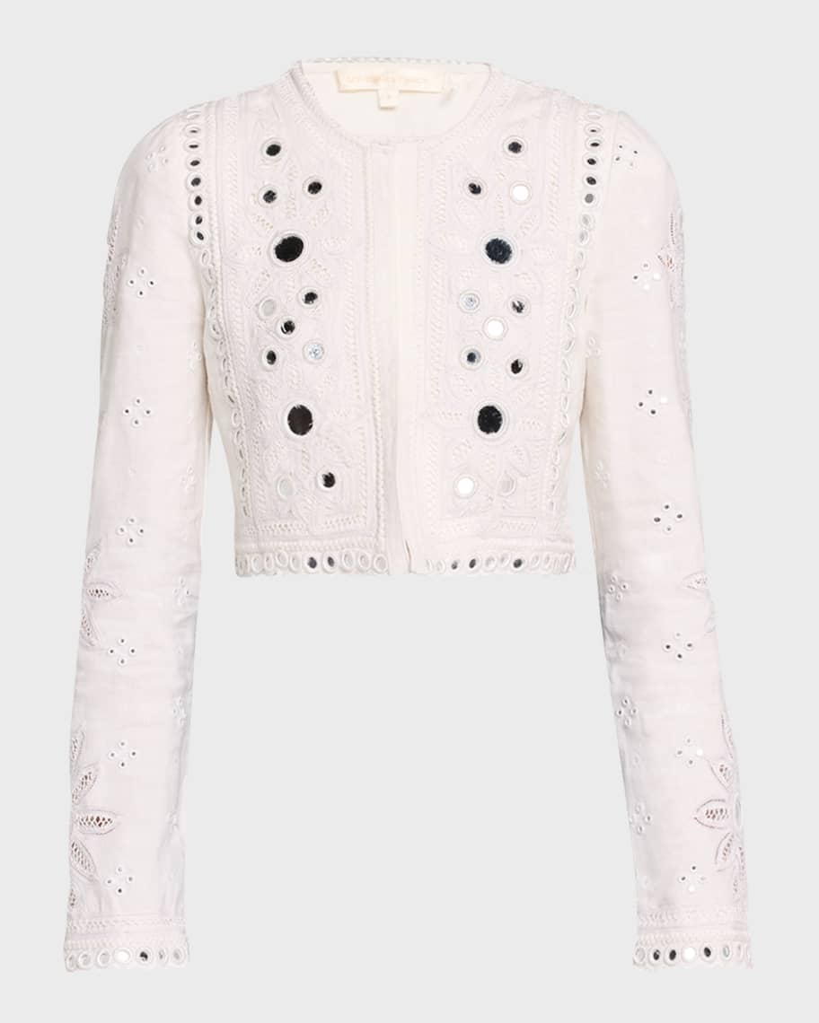 LoveShackFancy Veranda Eyelet Embroidered Crop Jacket | Neiman Marcus