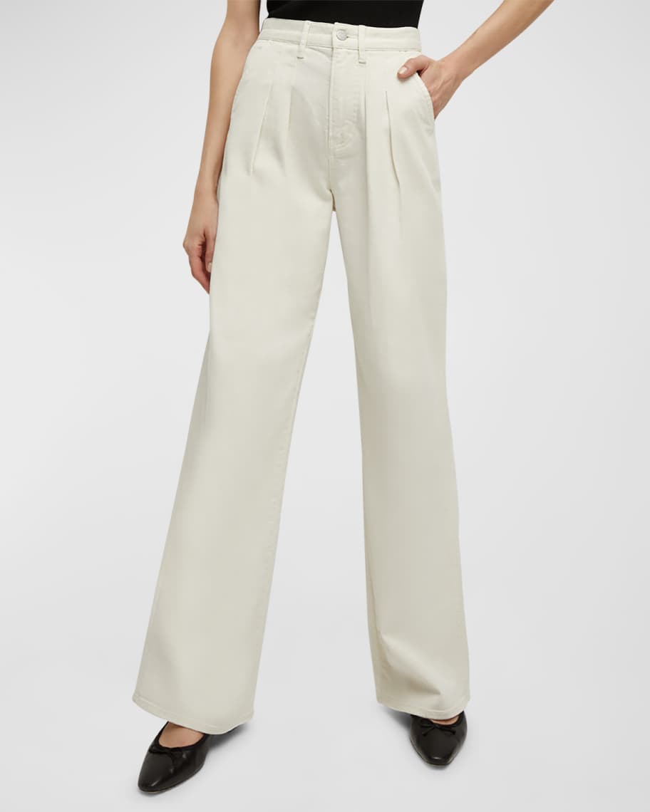 Veronica Beard Mia Pleated Wide-Leg Jeans | Neiman Marcus