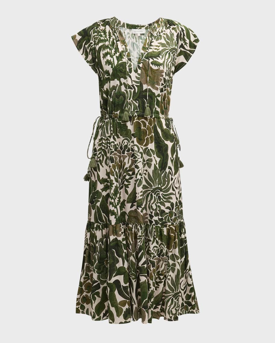 Dea Kudibal Scarlett Floral-Print Raglan-Sleeve Midi Dress | Neiman Marcus