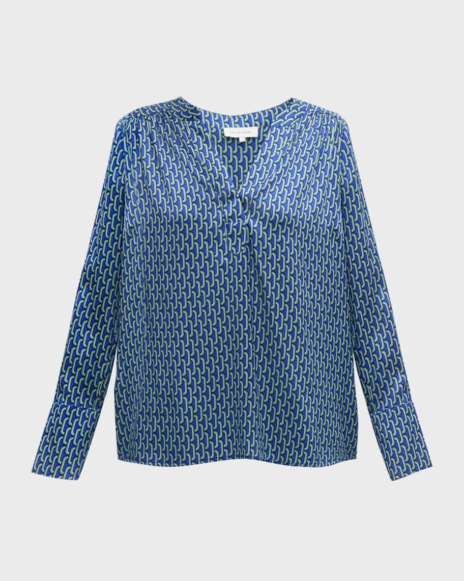 Dea Kudibal Jennifer Geometric-Print Split-Cuff Blouse | Neiman Marcus