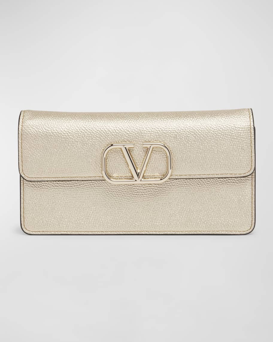 Valentino Garavani VLOGO Signature Metallic Leather Wallet on Chain ...
