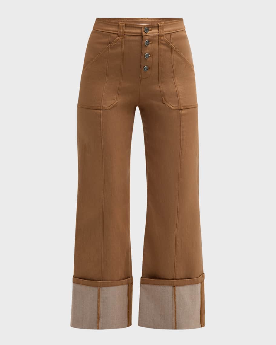 Cinq a Sept Cuffed Benji Cropped Flare Pants | Neiman Marcus