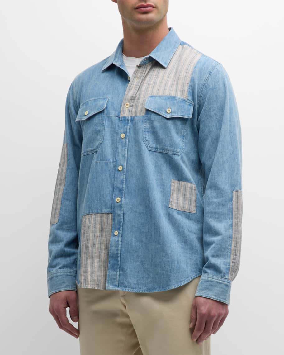 Rails Men's Larsen Patchwork Button-Down Shirt | Neiman Marcus