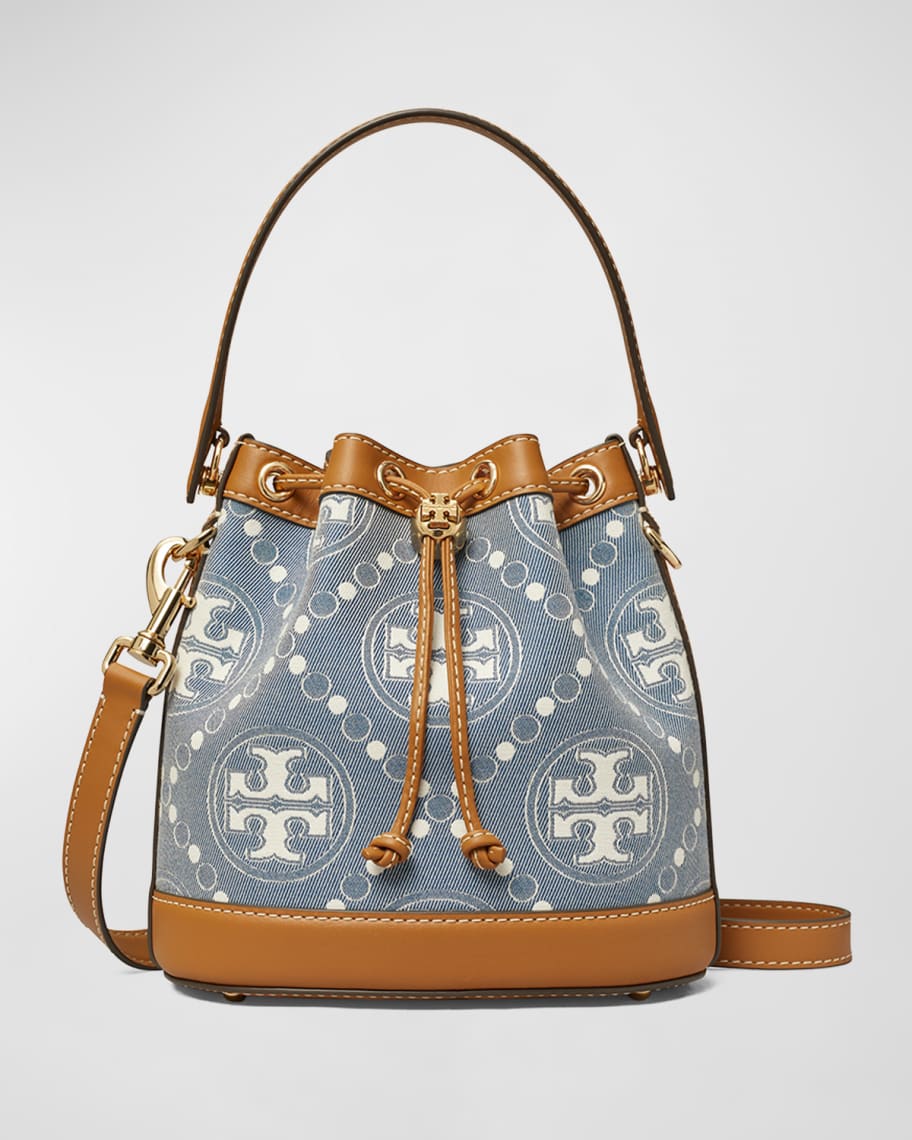 Tory Burch T Monogram Denim Bucket Bag | Neiman Marcus